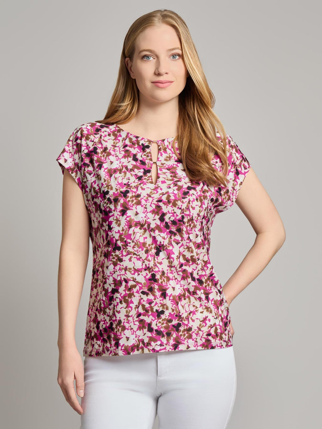 Drop Shoulder Keyhole Neckline Top – meison