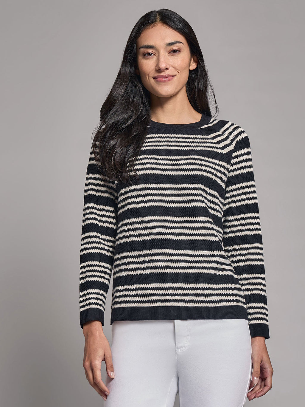 Stripe Crew Neck Raglan Sweater – meison