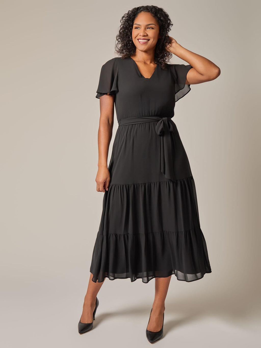 Flutter Sleeve Tiered Dress – meison