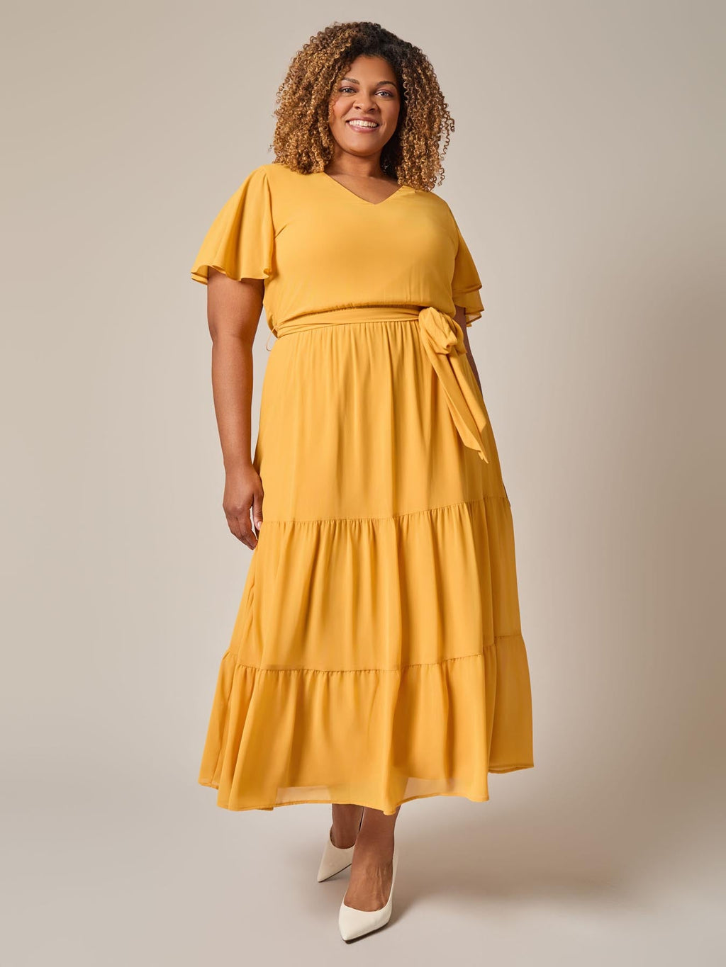 Flutter Sleeve Tiered Dress – meison