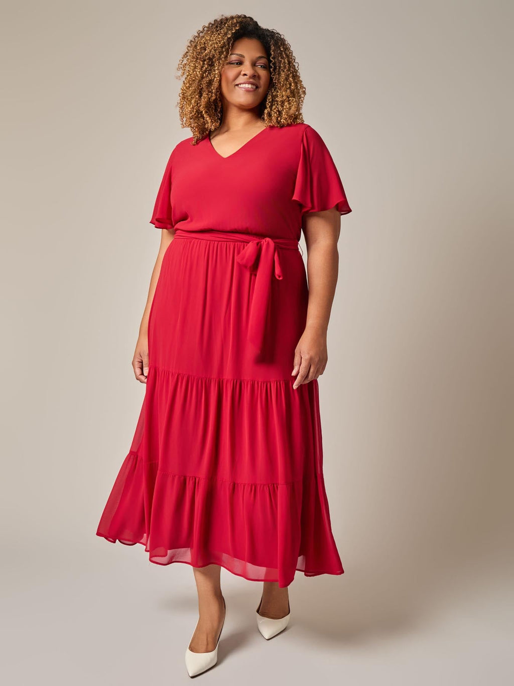 Flutter Sleeve Tiered Dress – meison
