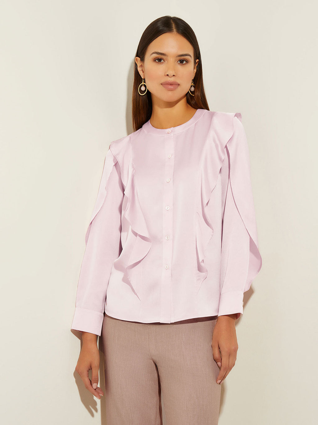 Flutter Trim Crepe de Chine Blouse – meison