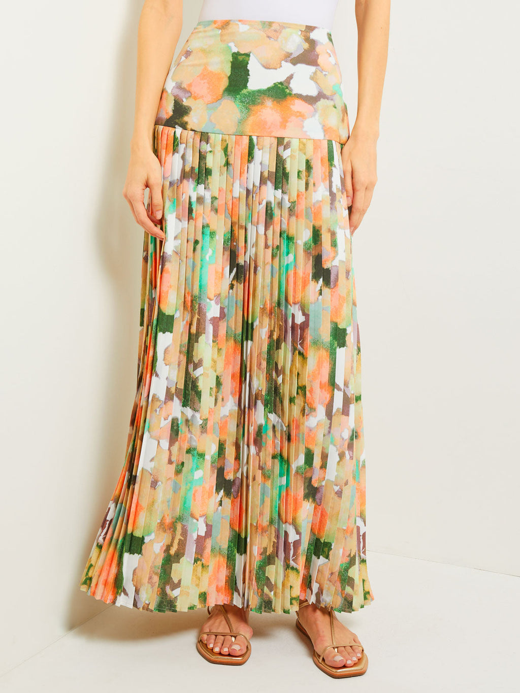 Maxi Drop Waist Skirt - Pleated Watercolor Woven – meison