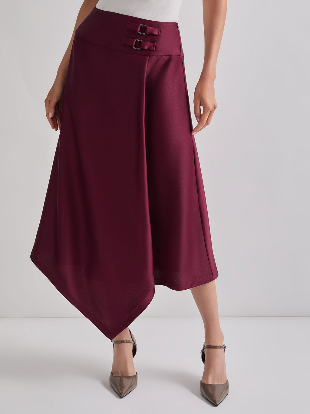 Asymmetrical Crepe de Chine Maxi Skirt – meison