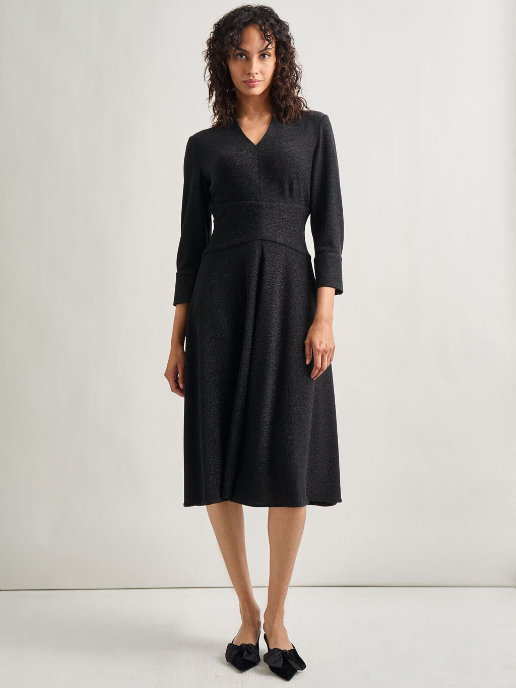 Modern Fit-and-Flare Sparkle Stretch Woven Midi Dress – meison