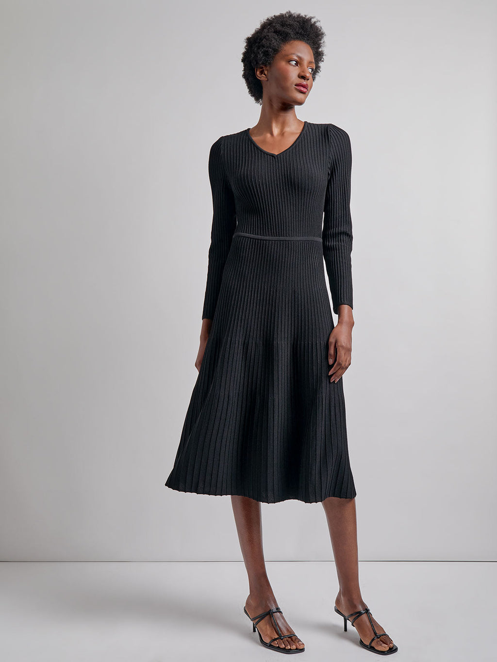 Fit & Flare Ribbed Soft Knit Midi Dress - Modern Fit – meison