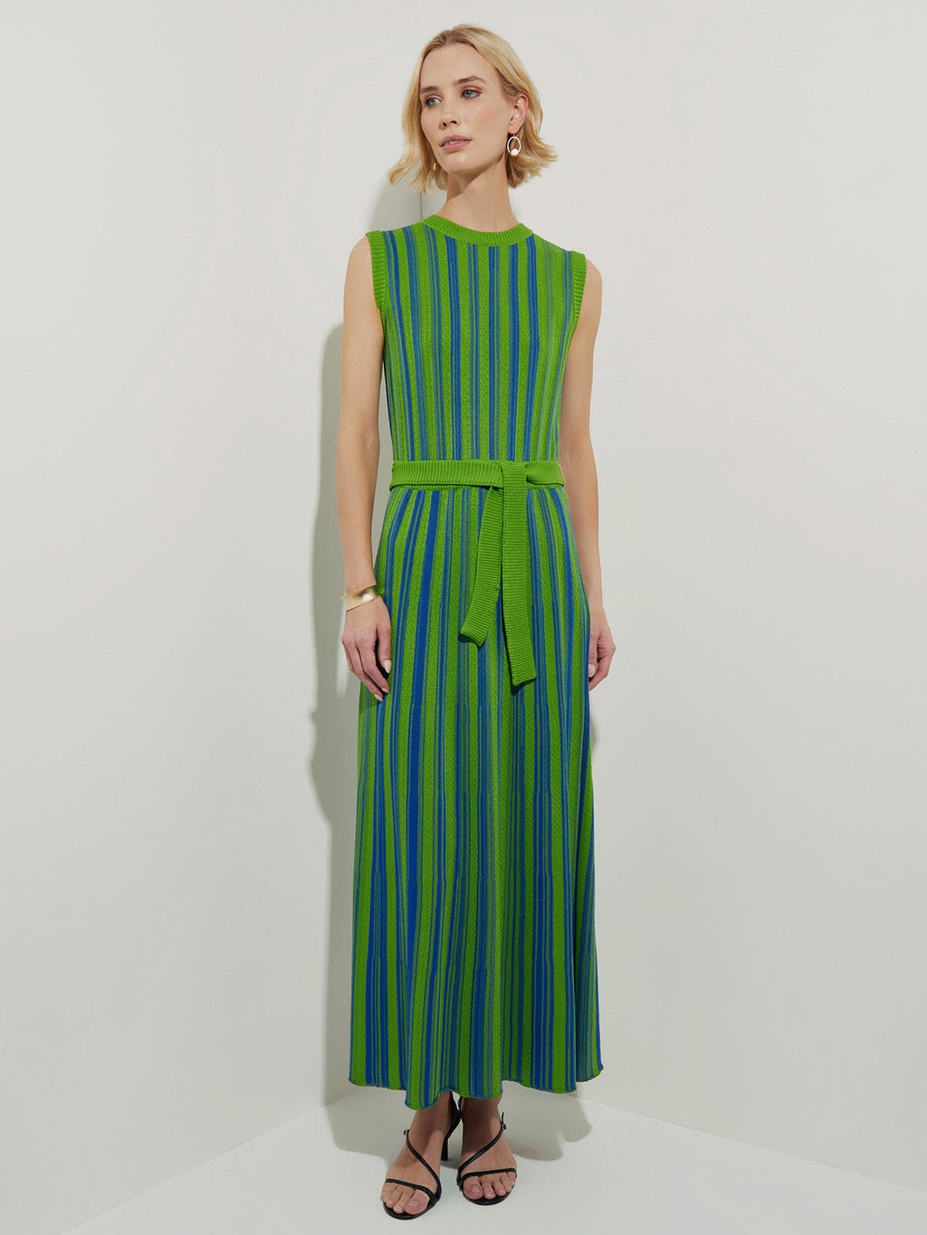 Sleeveless Soft Ribbed Knit Belted Maxi Dress - Modern Fit – meison