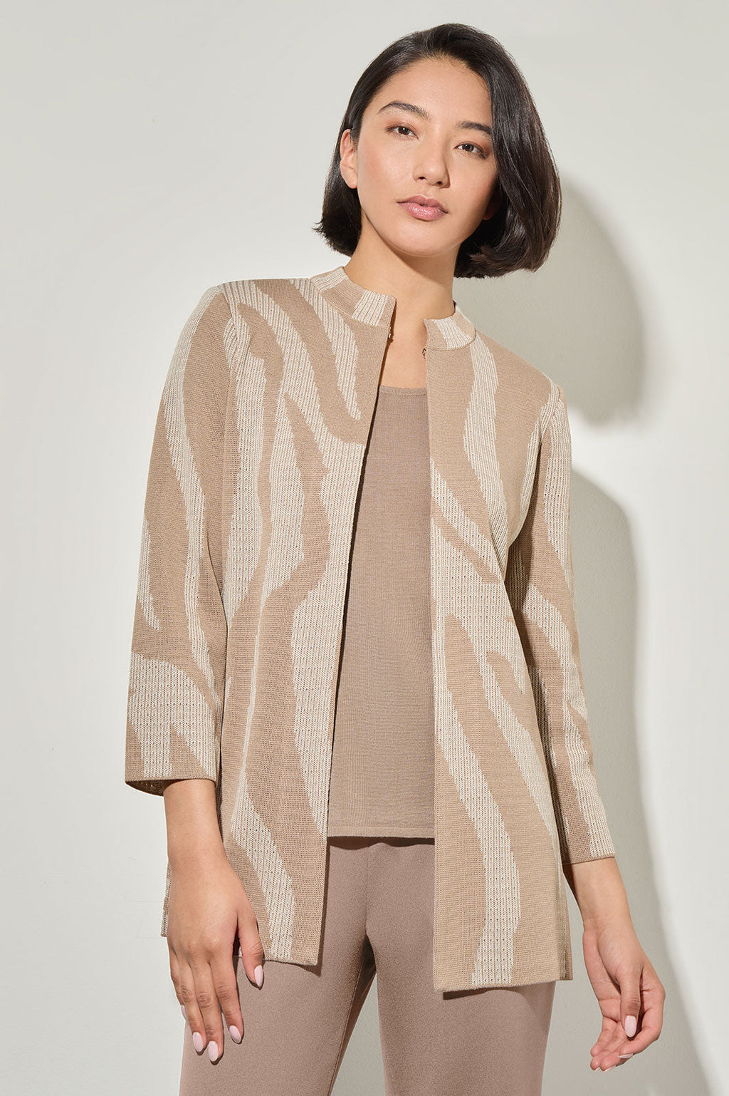 Plus Size Heritage Jacket - Mandarin Collar Jacquard Knit – meison