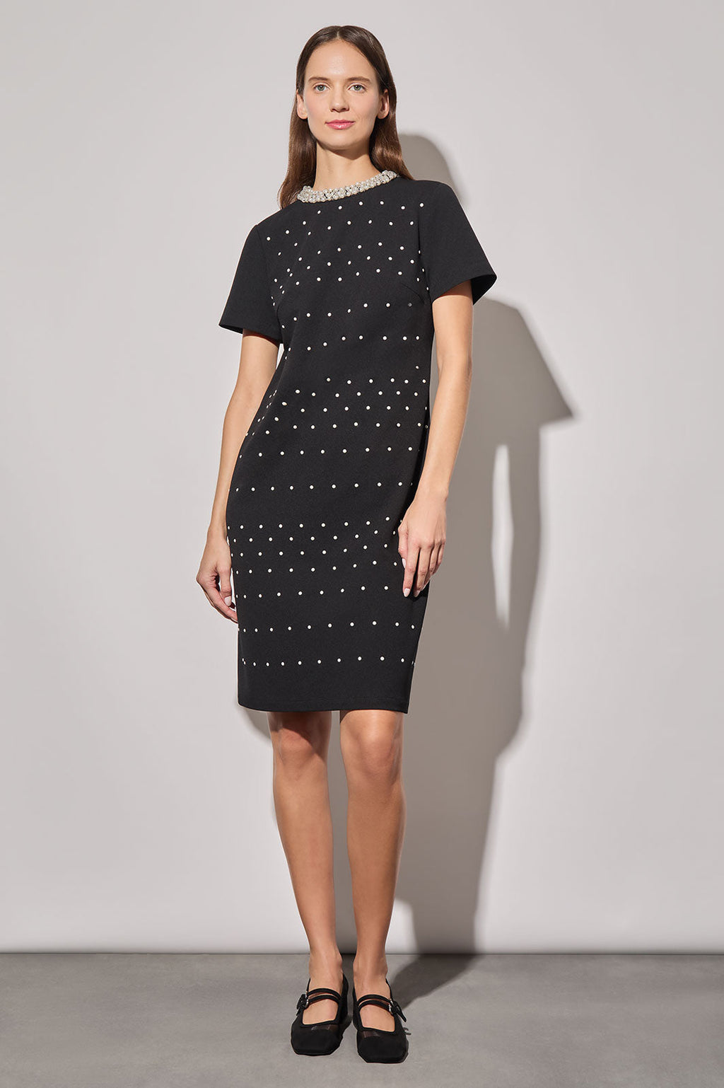 Stretch Deco Crepe Embellished Sheath Dress | Ming Wang – meison