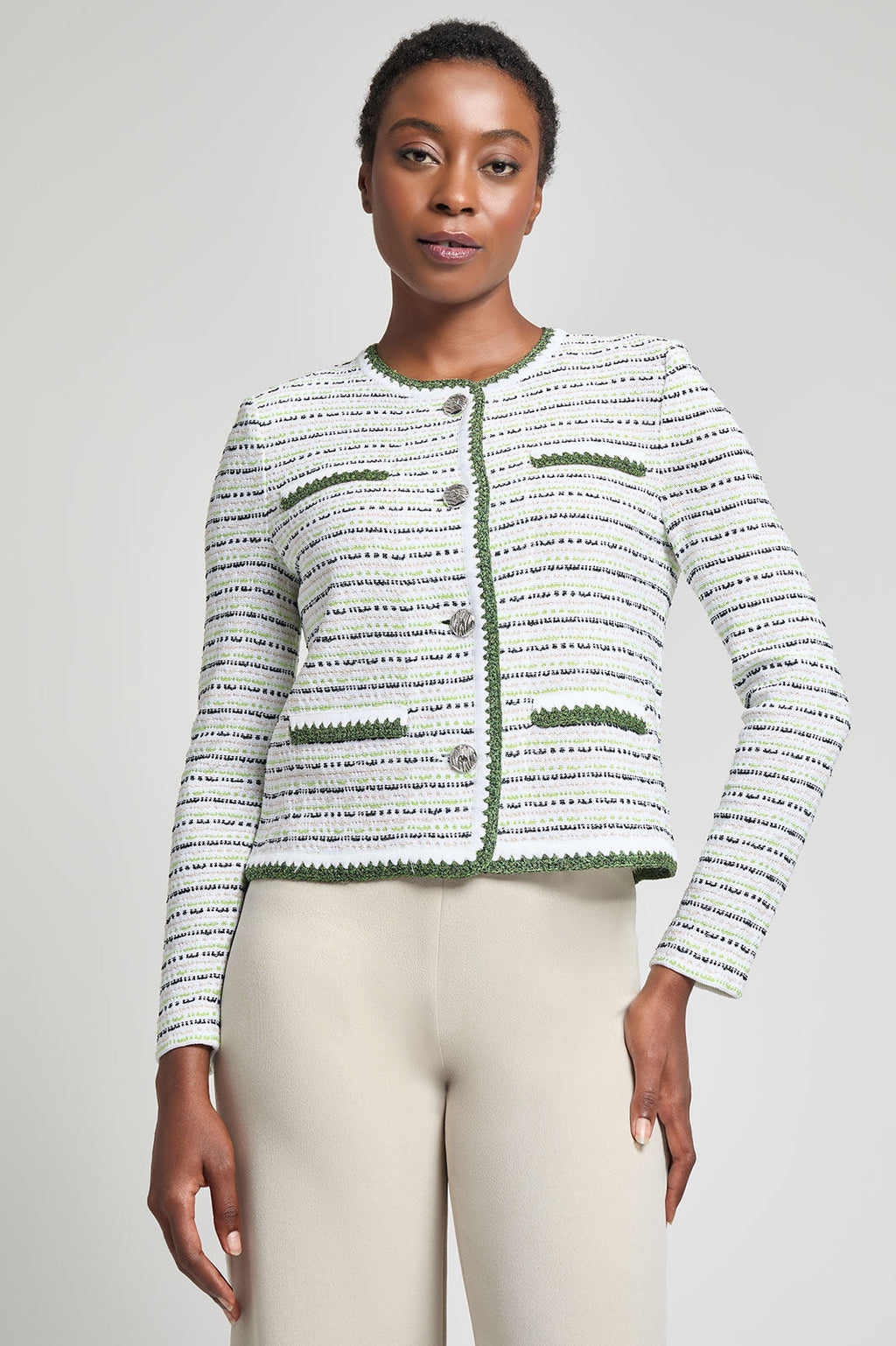 Heritage Fit Tri-Color Stripe Knit Jacket | Ming Wang – meison